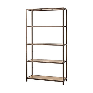 Trinity 5-Tier Bamboo Shelf Tower, Decorative Book Shelf and Display Stand for Living Room, Bedroom Storage, Closet, Home Office, and More, 375 Pound Capacity, 32” by 12” by 60”, Bronze