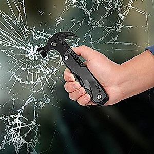 Camping Accessories Multitool, Cool Gadgets Unique Camping Gear Christmas Birthday Gift Ideas for Men Dad Him, 14-in-1 Survival Tool for Outdoor Hunting Hiking, Emergency Escape Tool with Hammer