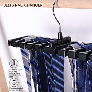 JOHOUSE 2PCS Belt Racks, 12x3x4.1inch Storage Organizer Hanger Holder Closet tie Racks Hangers for Men Women Black