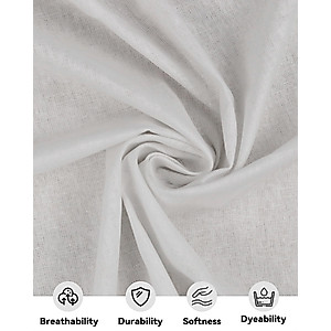 HOTGODEN Light Weight 100% Cotton Muslin Fabric: 59 inch x 2,5,10 Yards Bleached Muslin Linen Fabric Material for Sewing Material Apparel Cloth