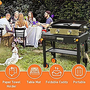 EUTRKei Grill Table for Blackstone Griddle, Portable Griddle Table with Caddy - Fit 17” or 22” Other Tabletop Grill, Foldable Ninja Grill Stand& Blackstone Griddle Stand for Outdoor Tailgating-Camping