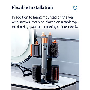 Curling Iron Storage Holder Attachments Compatible with Dyson Airwrap Organizer Wall Mounted Stand, Hair Wrap Rack on Desktop Accessories for Home/Bathroom