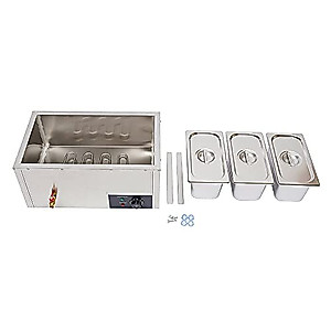 3-Pan 7L Commercial Electric Buffet Food Warmer Commercial Countertop Steamer Stainless Steel Bain Marie Buffet Equipment for Buffet 3x7L 110v 850w