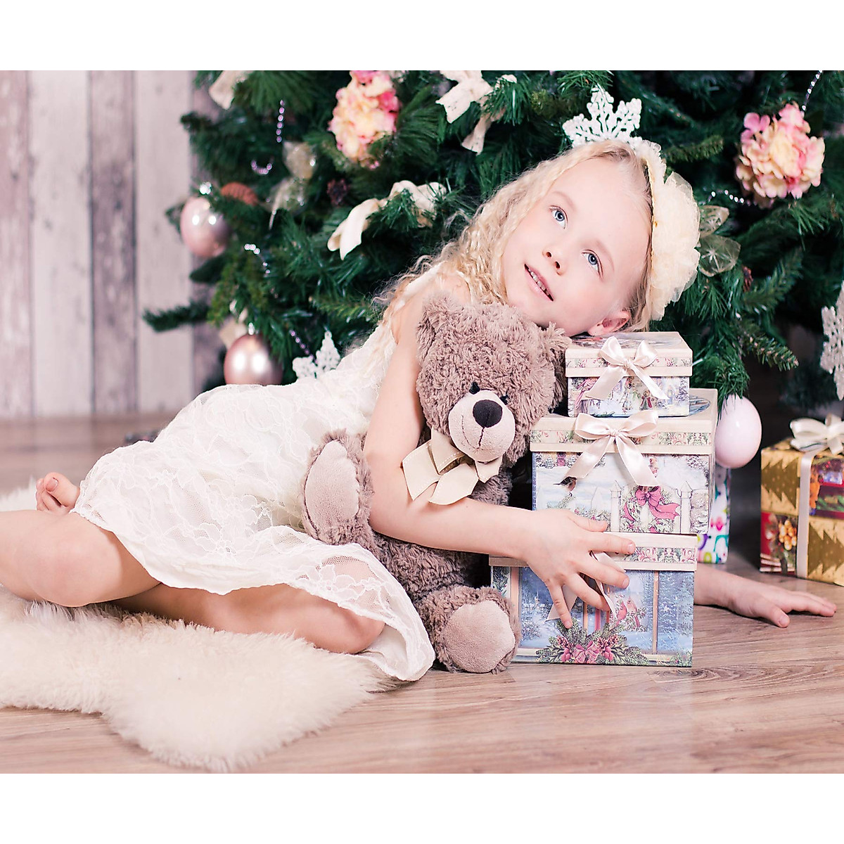 Faux Fur Chair Pad Soft Fluffy Seat Cushion Square Sheepskin Chair Cover Chair Seat Pad for Desk Office Chair (16"x16",Grey)