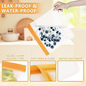 BPA Free Freezer Bags Reusable, Gallon Freezer Bags Silicone, Extra Thick Leakproof Reusable Freezer Bags Silicone and Plastic Free Lunch Bags Food Storage (10 Pack)