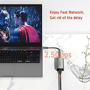 Alxum 2.5 Gigabit Ethernet Adapter, 2.5 Gigabit Network Adapter with RTL8156B up to 2.5G 2500Mpbs, Backward Compatible on 1Gbps/100Mbps, Aluminum Case