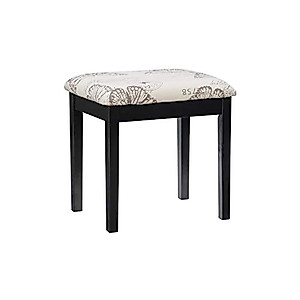 Linon Home Dcor Linon Black Butterfly Stool Vanity Set with Bench, 36"w x 18"d x 30"h,