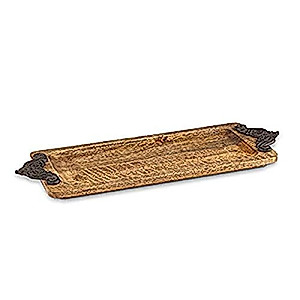 GG Wood Tray Other Decor, 16.75InL x 6InW x 1.1InH, Brown