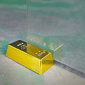 FUTUREPLUSX Gold Bar Door Stop, Fake Gold Bar Paperweight Gold Bullion Door Stopper Glittering Gold Brick Decorations