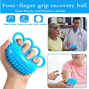 NC Hand Grip Exerciser Strengthener,Four Finger Exerciser Ball and Hand Exercisers for Strength,Squeeze Ball and Stress Balls for Adults,Therapy Ball for Hand Cramps and Recovery