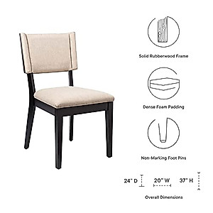 Modway Esquire Upholstered Fabric Dining Side Chairs in Beige-Set of 2