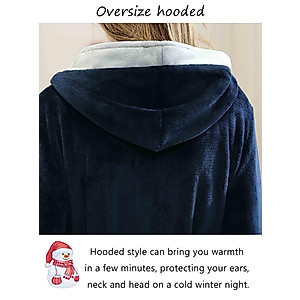 Artfasion Women Robes Long Soft Hooded Bathrobes Sleepwear Winter Warm Ladies Housecoat Gift Robe