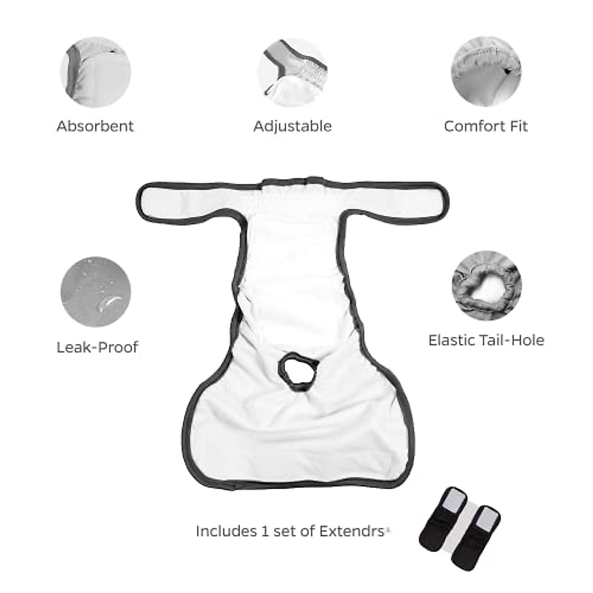 Pet Parents Premium Washable Dog Diapers & Extendrs, (3pack) of Female Dog Diapers & Male Dog Diapers, Color: Black, Size: Medium Dog Diapers