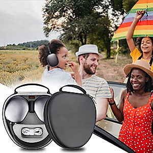 Canboc Hard Case for New Apple AirPods Max Headphone Supports Sleep Mode,Travel Carrying Storage AirPods Max Bag, Extra Space fits Cable, Charger, Black