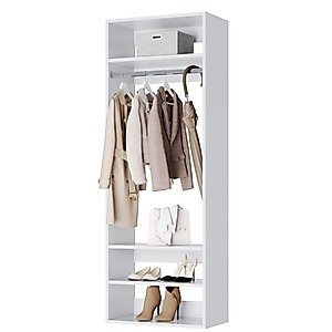 Hanging Closet Unit with Shelves - Modular Closet System for Hanging - Corner Closet System - Closet Organizers and Storage Shelves (White, 19.5 inches Wide) Closet Shelves