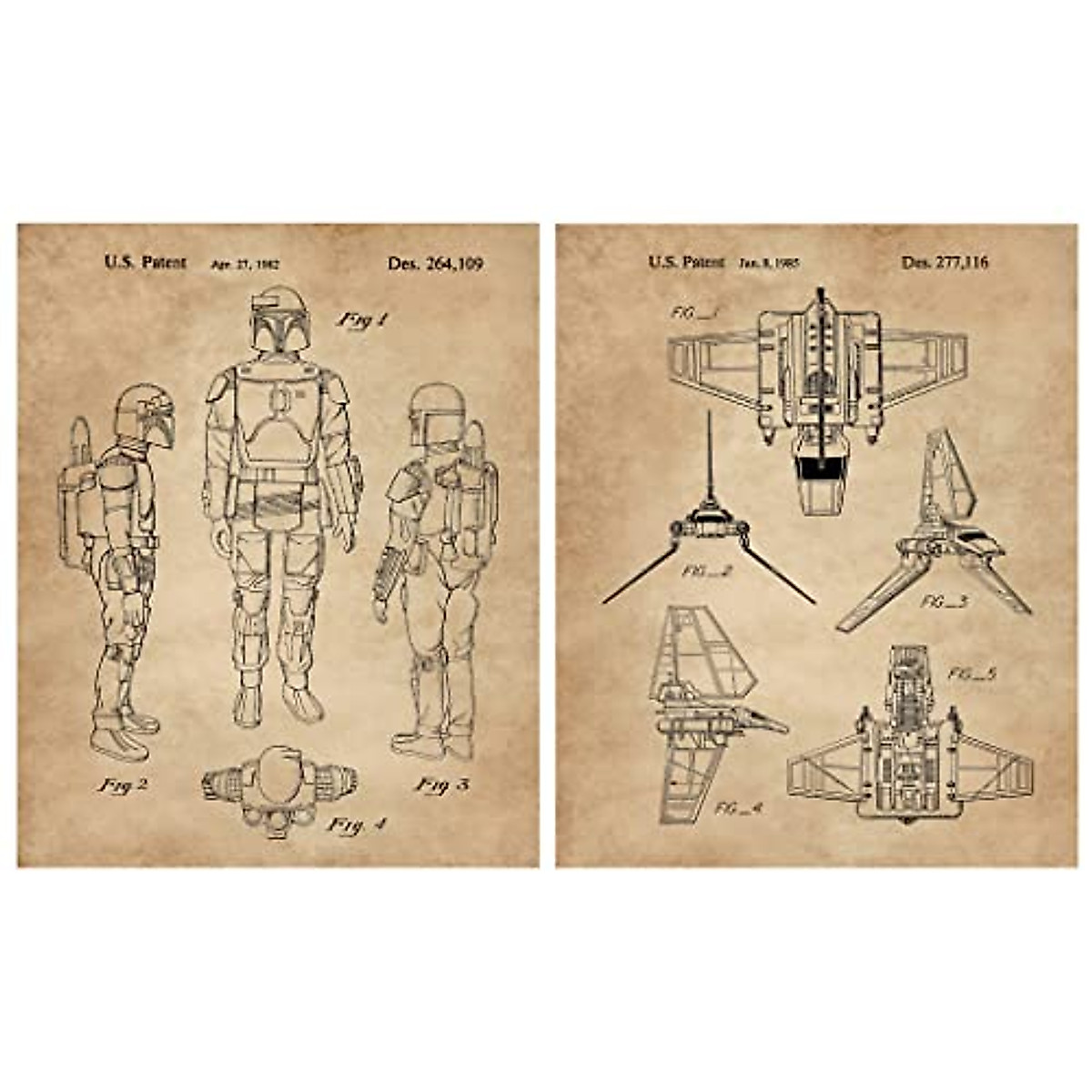 Star Vessels Gifts - Set of 8 Wall Art Prints (8x10) for Men Boys Women Bathroom Bedroom Room Decor Movie Sci Fi Wars Comic-Con Man Cave Garage Retro Reinterpreted Studio Student Decorations