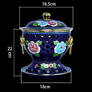 JYSWDZ Round Chafing Dishes, Vintage Hot Pot & Shabu, with Brass Inner Pot and Water Tray, Chinese Cooker Traditional Stew Pot Soup Pot for Cook Cooking