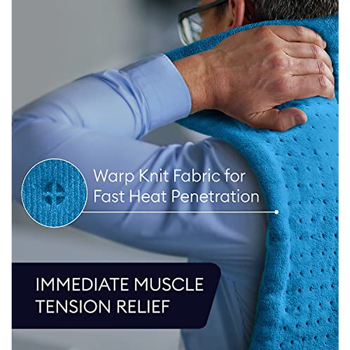 GENIANI XL Heating Pad for Back Pain & Menstrual Pain Relief, FSA HSA Eligible, Auto Shut Off, Machine Washable, Moist Heat Pad for Neck and Shoulder, Heat Patch for Cramps Relief, Aqua Blue 12'‘×24’’