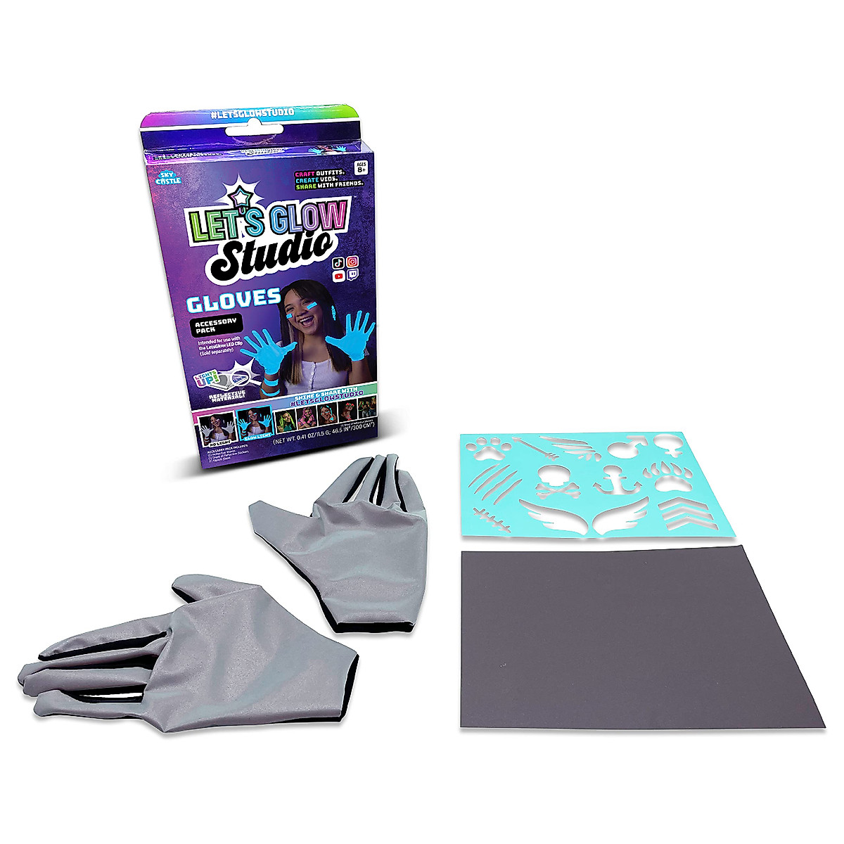 LetsGlow Studio Gloves Accessory Pack - for LetsGlow Studio DIY Arts and Crafts Influencer Video Creator Kit - (LetsGlow Studio Sold Separately)