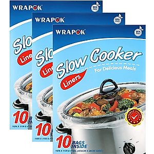 30 Slow Cooker Liners, Small Sizes Disposable Cooking Bag, Easy to Clean Plastic Bag,BPA Free fit 1-3 Quarts (3Pack)
