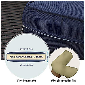 PHI VILLA Outdoor Rattan Sectional Sofa- Patio Wicker Furniture Set (6 Piece, Blue)