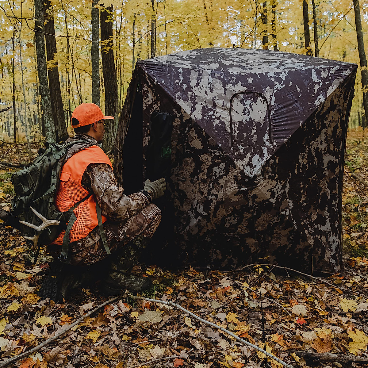 Barronett Blinds® Grounder 250, Portable Hunting Blind, Pop-Up Hub Blind, Large Shooting Windows, Lightweight, 2-Person, Crater™ Core, 67” x 75” x 75”, GR251CC