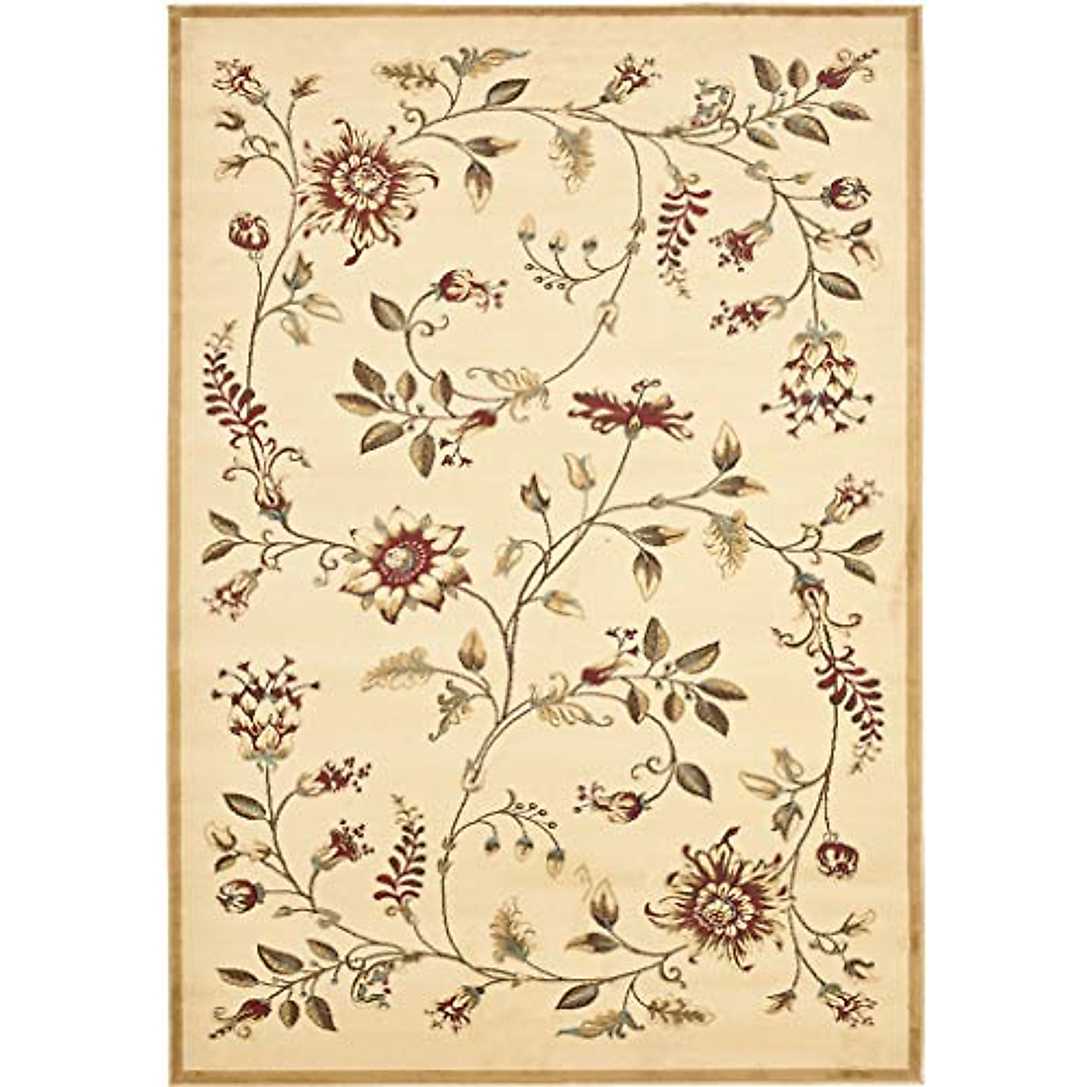SAFAVIEH Lyndhurst Collection Area Rug - 8'9" x 12', Ivory & Multi, Traditional Floral Design, Non-Shedding & Easy Care, Ideal for High Traffic Areas in Living Room, Bedroom (LNH552-1291)