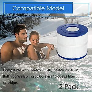 Vickmons 2 Pack PBF40M Spa Hot Tub Filter Replacement Compatible with Pleatco PBF40M, Bull Frog Spas, Wellspring 30 Coreless 10-00282