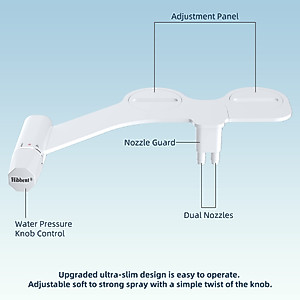 Hibbent Ultra-Slim Bidet Attachment for Toilet, Non-electric Dual Nozzle (Frontal & Rear Wash) Hygienic Bidet Toilet, Adjustable Water Pressure with Fresh Water Bidet Toilet Attachment, White