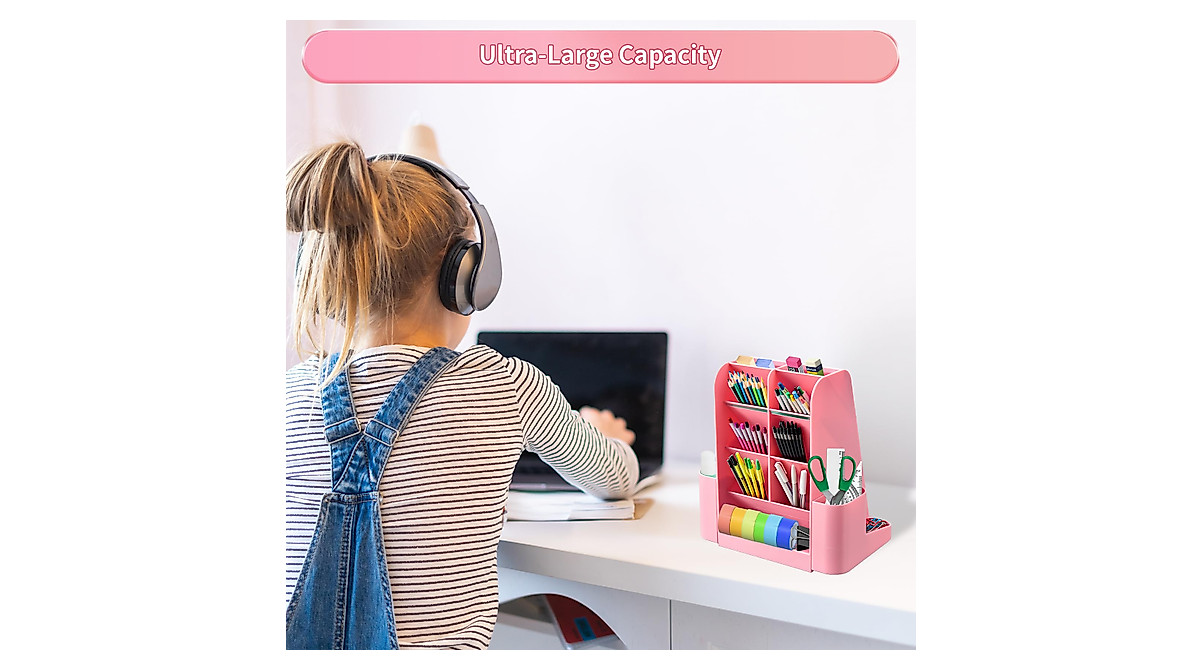 Homyaco 360° Dry Erase Chore Chart & Desk Organizer Pink