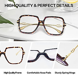 QxAiVMin Oversized Square Reading Glasses for Women, Large Frame Blue Light Blocking Compuer Readers, Big Rimmed Reading Glass