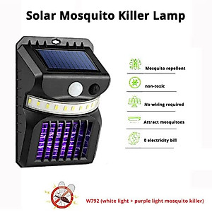 Bug Zapper Outdoor (2pack) 2 in 1 Solar Mosquito Zapper Lamps PIR Motion Sensor Wall Light Ultraviolet Electric Shock Mosquito Zapper Lamp