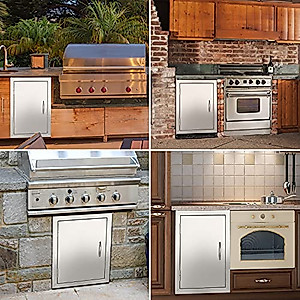 BBQ Future Stainless Steel Outdoor Kitchen Door 14W x 20H Inch, Cabinets Vertical Single Access Doors for Grilling Station or Commercial BBQ Island, Outside Grill Door with Magnet