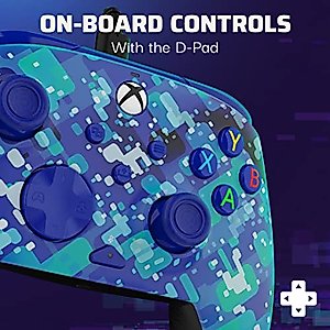 PDP Gaming REMATCH Enhanced Wired Controller Licensed for Xbox Series X|S/Xbox One/PC/Windows, Mappable Back Buttons, Advanced Customizable App - Digital Glitch Blue