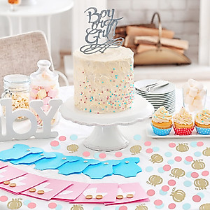 Whaline 300pcs Thanksgiving Little Pumpkin Confetti Glitter Gold Pumpkin Baby Shower Table Confetti Round Pink Blue Paper Dots for Thanksgiving Fall Gender Reveal Baby Birthday Supplies Table Decor