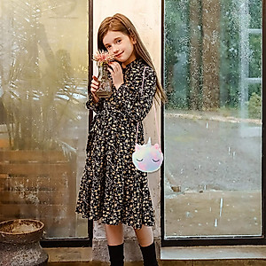 SOTOGO 2 Pieces Little Girl Purses Toddler Crossbody Purses Plush Unicorn Purse Cute Princess Handbags Shoulder Messenger Bag for Kids