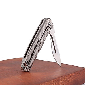 Samior S099 Mini Flipper Scalpel Folding Pocket Knife, 10pcs #24 Replaceable Blade, Highend CNC 6AL4V Titanium Handles Frame Lock Slim Pocket Clip, Utility EDC Keychain Knives, 1.2oz