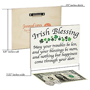 JennyGems St Patricks Day Decor, Irish Blessing Sign, May Your Troubles Be Less and Your Blessings Be More, Irish Prayer, Irish Decor, 7.25 x 6 Hanging Wood Sign
