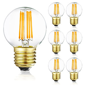 Dimmable G16.5 LED Bulbs,E26 Edison LED Light Bulbs,6W Equal 60 Watt Light Bulb,600lm,Soft White 3000K,Globe Light Bulb for Pendant,Vintage LED Filament Edison Candle Bulb With Decorative,6Pack.