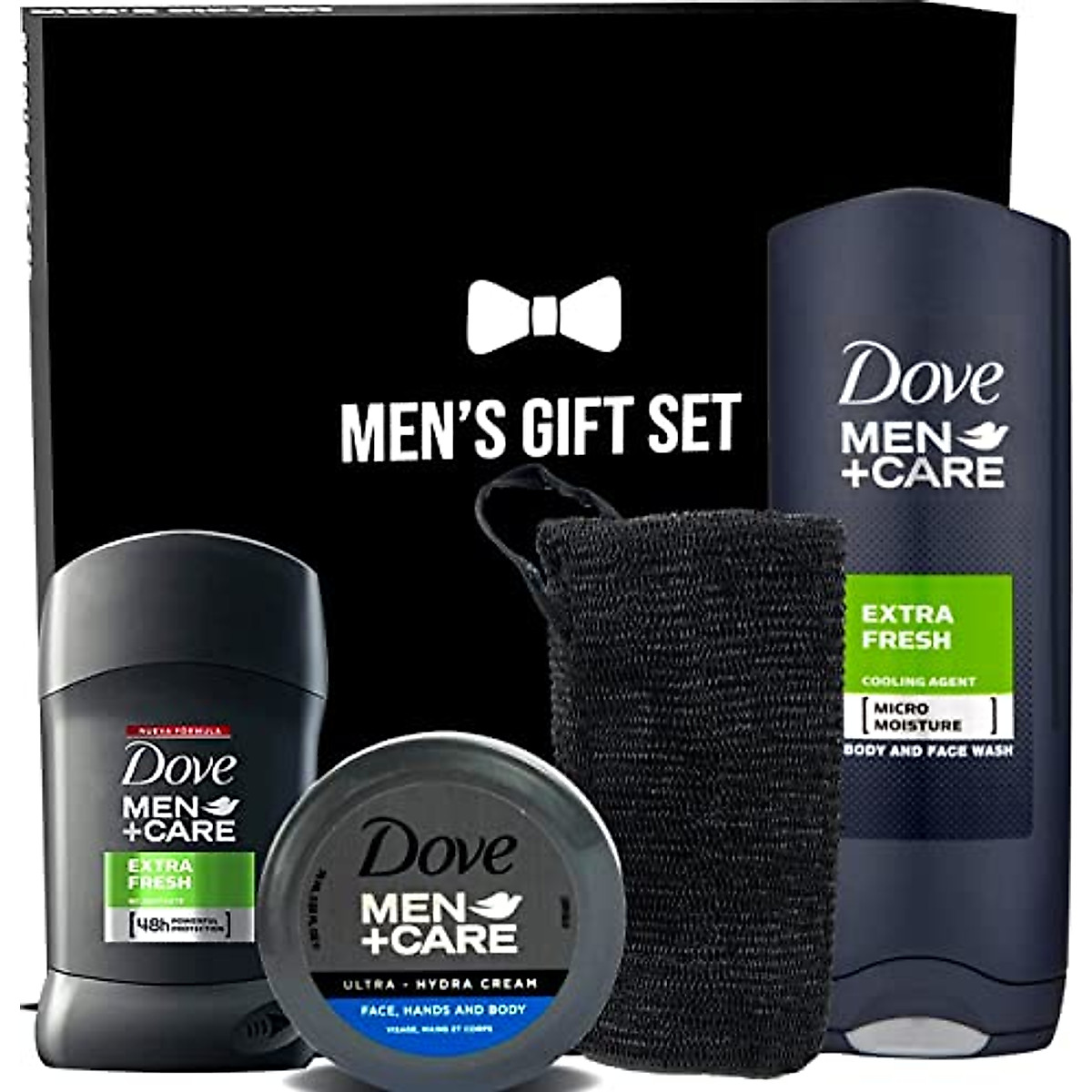 Men+Care Essentials Valentine's Day Gift Set for Him, With Dove Men Body Wash Active+Fresh Sport, Dove Ultra Hydra Cream, Dove Extra Fresh Deodorant Stick in Gift Box