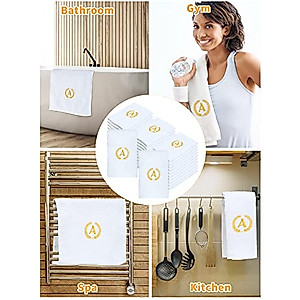 Set of 50 Monogrammed Towels Bathroom Letter a Gold Embroidered Hand Towel Decorative Monogrammed Towels Cotton Monogram Guest Napkins for Kitchen Gifts Wedding Birthday Party, 18.11 x 9.84 Inch