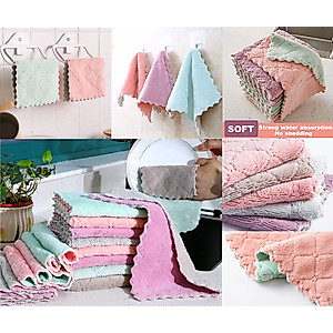 10 Pack Kitchen Cloth, Microfiber Dish Towels Washcloths, Super Absorbent Coral Velvet Dishtowels, Premium Cleaning Cloths,Non-Stick Oil Quick Dry Dish Towels, Soft Tea Towels, Table Cleaning Cloths.