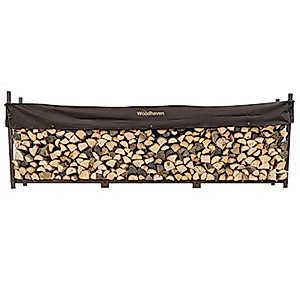Woodhaven 12 Foot Brown - Made in the USA - 3/4 Cord Outdoor Firewood Storage Log Rack With Optional Seasoning Cover Combo Set - Metal Firewood Rack - Heavy Duty (Cover)