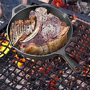 La Cuisine 12” Cast Iron Skillet Frying Pan with Matte Black Enamel Coating – Thermal Resistant Silicone holders included. Ideal for both Indoor and outdoor use, Oven Safe.