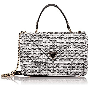 GUESS Cessily Convertible Crossbody Flap Black/White One Size