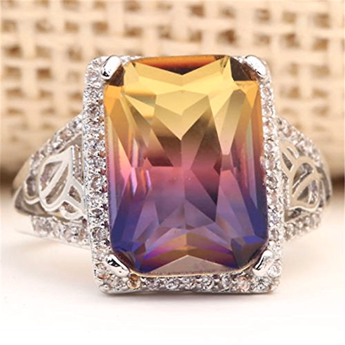 preeyanan Noble 925 Silver Filled Purple Topaz Ametrine Wedding Gemstone Rings Engagement (6)