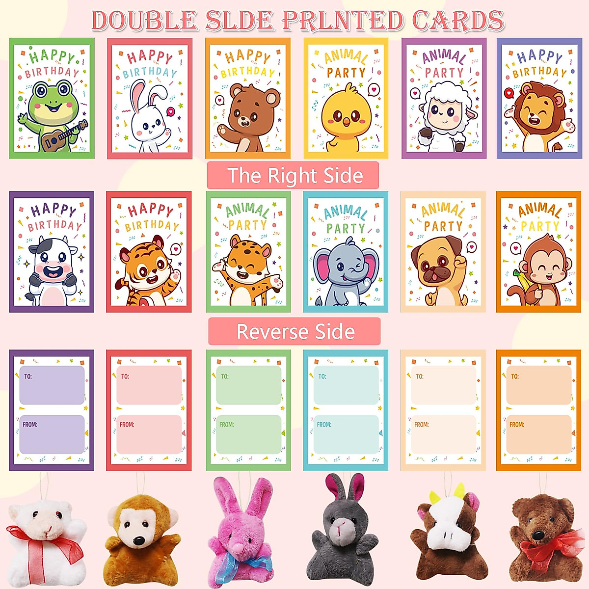 YALARY 48 Pack Mini Animal Plush Toy Party Favor Stuffed Toy Card Small Stuffed Animal Bulk Key Chain for Kids,School Gift,Graduation Gift,Bulk Carnival Prize,Valentine's Day Party Gift