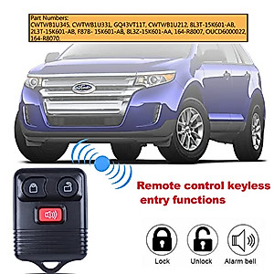 3 Buttons Keyless Entry Remote Control Key Fob fits for Ford 1998-2016, Mazda F150 F250 F350 Mercury Expedition Explorer, CWTWB1U331, CWTWB1U212, CWTWB1U345, GQ43VT11T 315Mhz Pack of 2