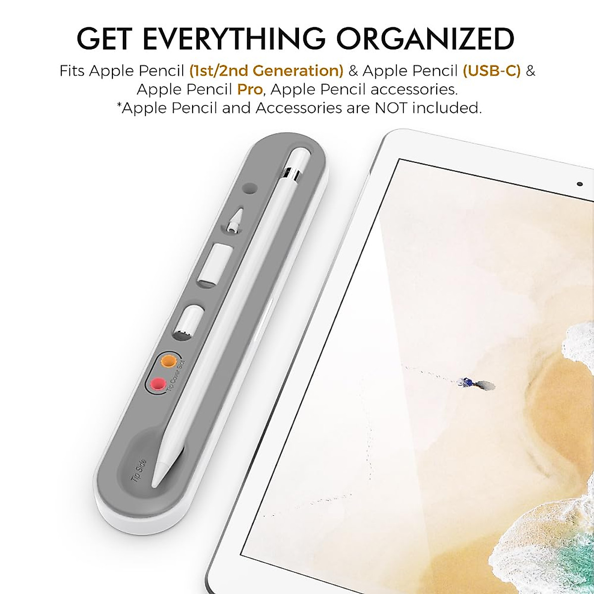 AHASTYLE Compact Carrying Case Holder for Apple Pencil Pro, Apple Pencil (USB-C), Apple Pencil 1st / 2nd Generation Hard Storage Box [Apple Pencil and Accessories not Include] for iPad Pen (White)