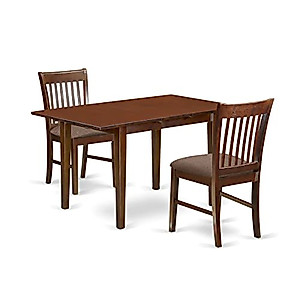 East West Furniture NOFK3-MAH-C Dining Set, Microfiber Upholstered Seat